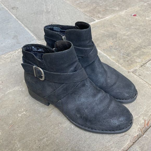 Born | Shoes | Born Womens Leather Suedeankle Boots Black Size 9m Side ...